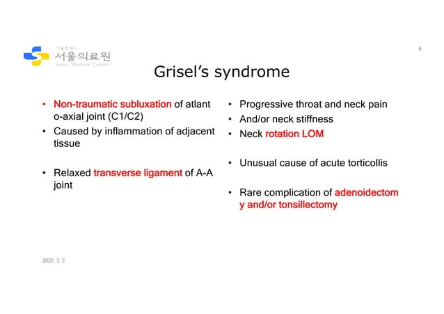 Grisel's syndrome | PDF | Ear, Nose and Throat Conditions | Diseases ...