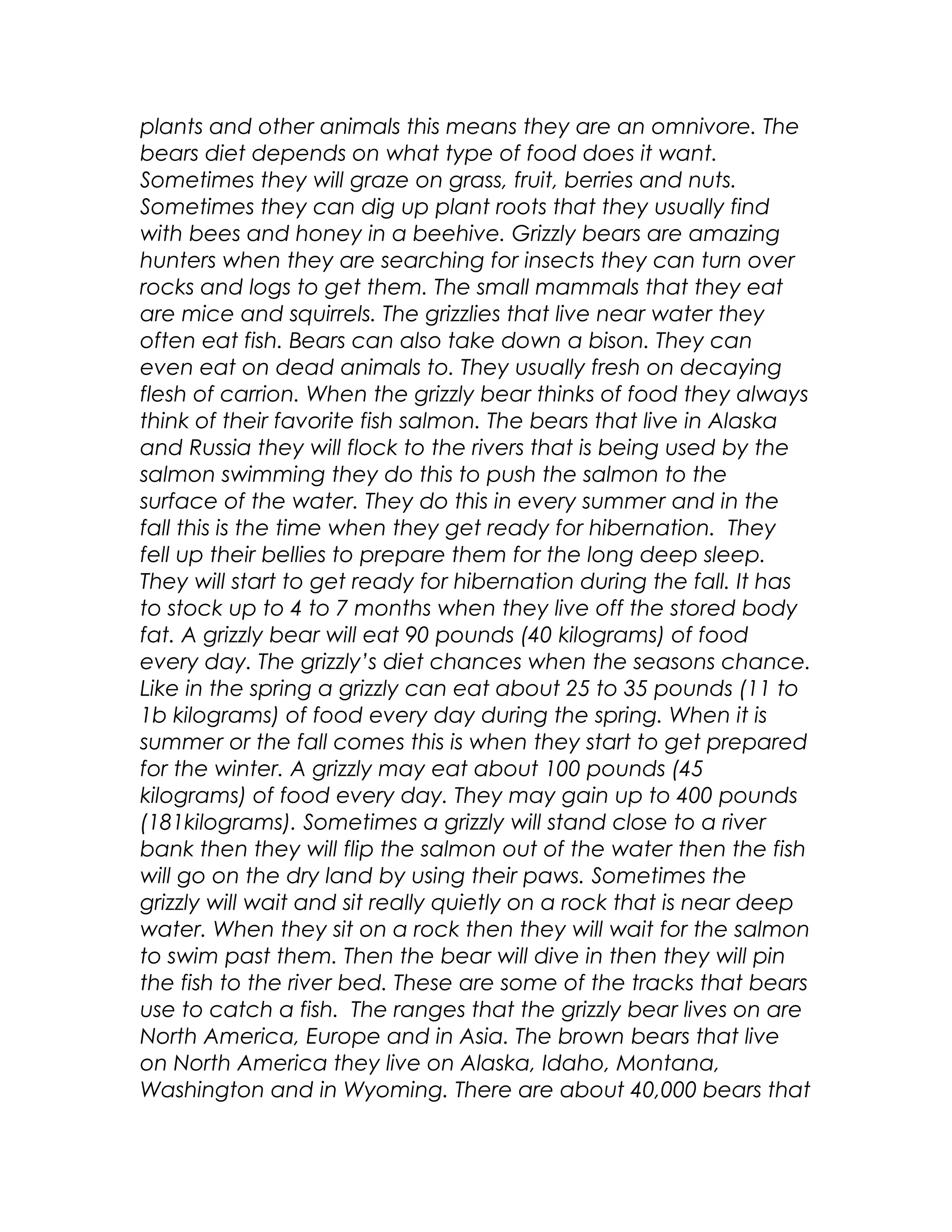 Grizzly bear report for lesley mouradian | DOC | Geography | Science