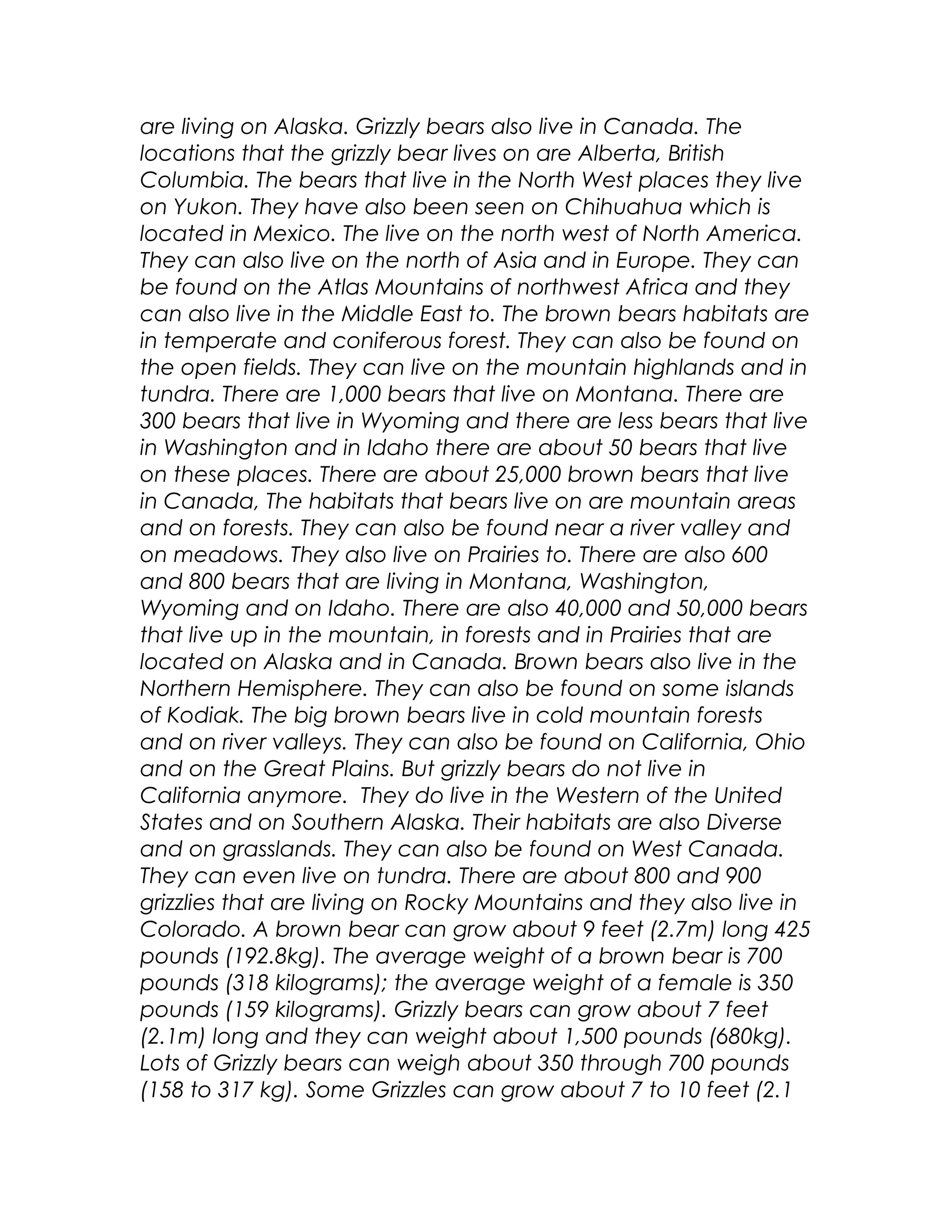 Grizzly bear report for lesley mouradian | DOC | Geography | Science