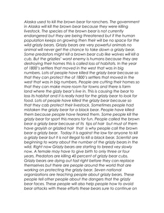 Grizzly bear report for lesley mouradian | DOC | Geography | Science