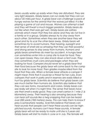 Grizzly bear report for lesley mouradian | DOC | Geography | Science
