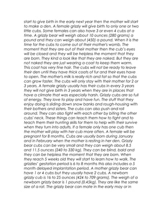 Grizzly bear report for lesley mouradian | DOC | Geography | Science