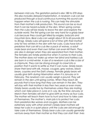 Grizzly bear report for lesley mouradian | DOC | Geography | Science