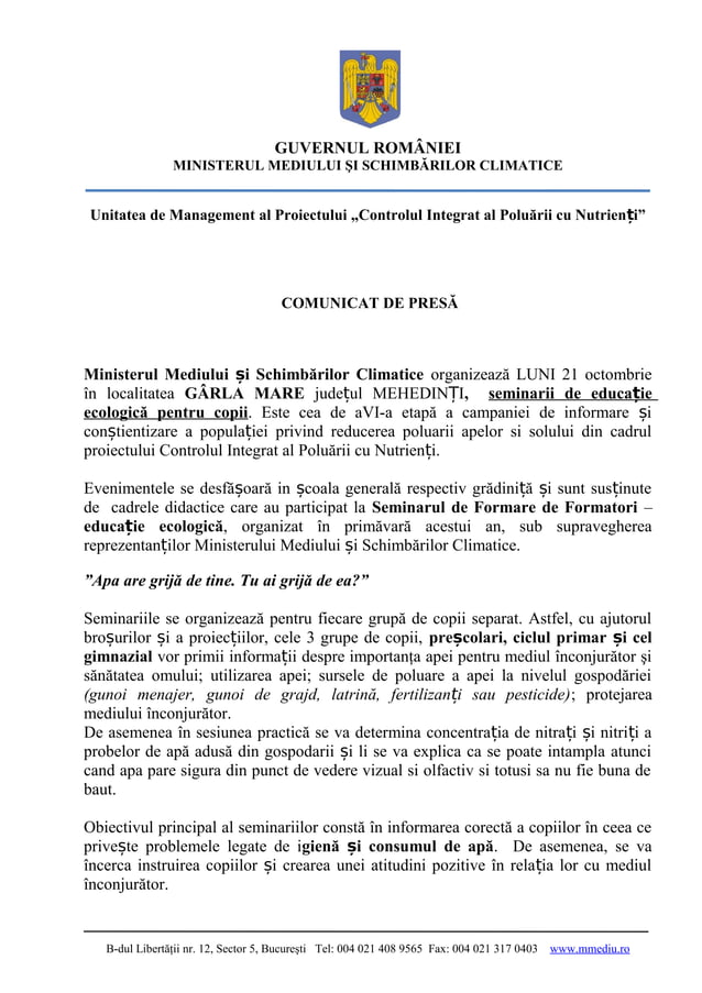 Grla mare (mh) comunicat de presa | DOC