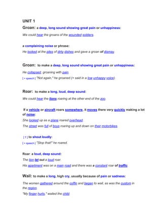 Groan whine roar wail: definition and examples | PDF