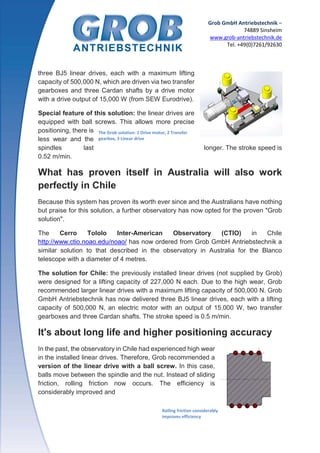 Grob linear drives helping to observe the heavens | PDF