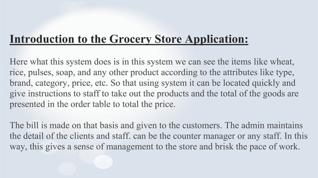 Grocery Store Application In Python Pptx