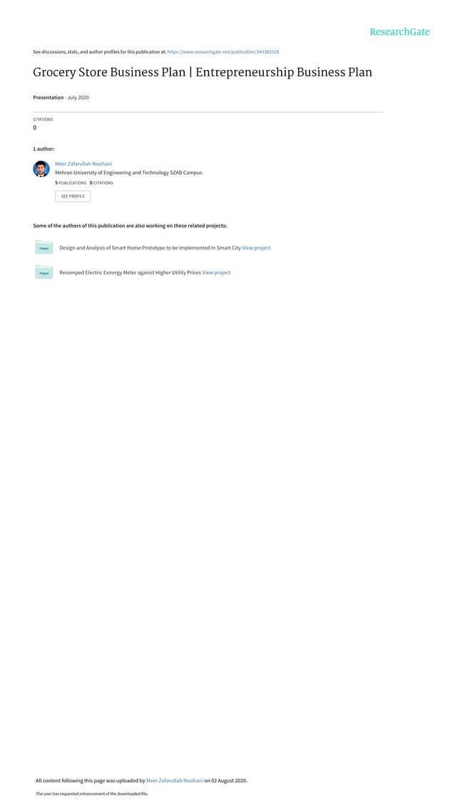 Grocery store business plan | Entrepreneurship Business Idea | Grocery Store business plan | PDF