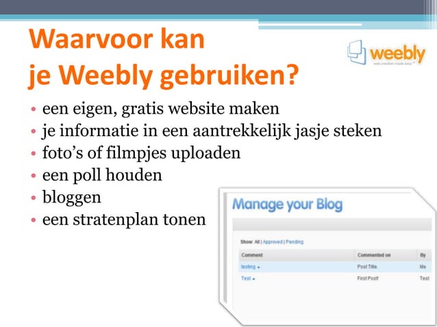 Groepswerk weebly ppt | PPTX