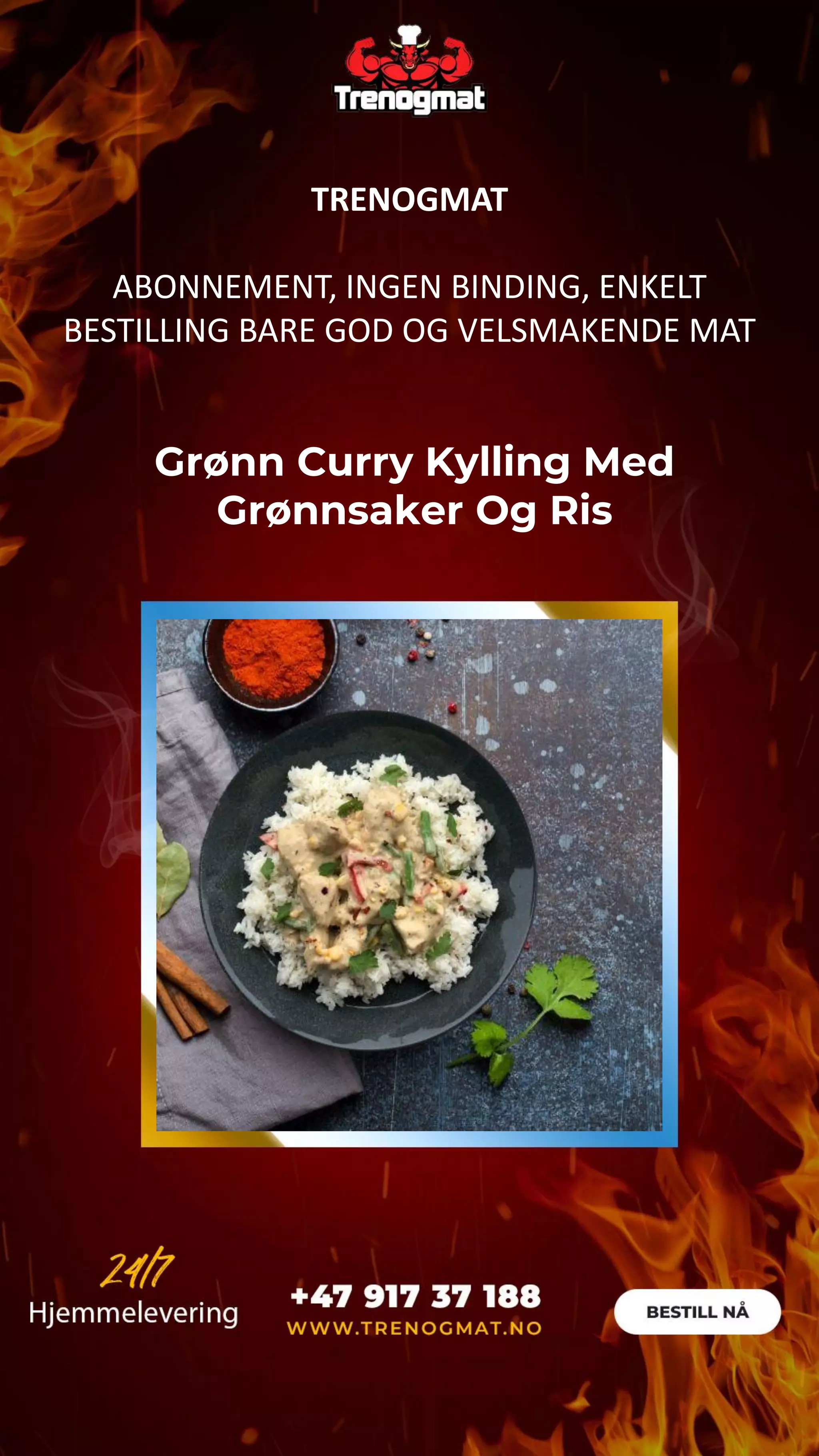 Grønn Curry Kylling Med Grønnsaker Og Ris | PDF
