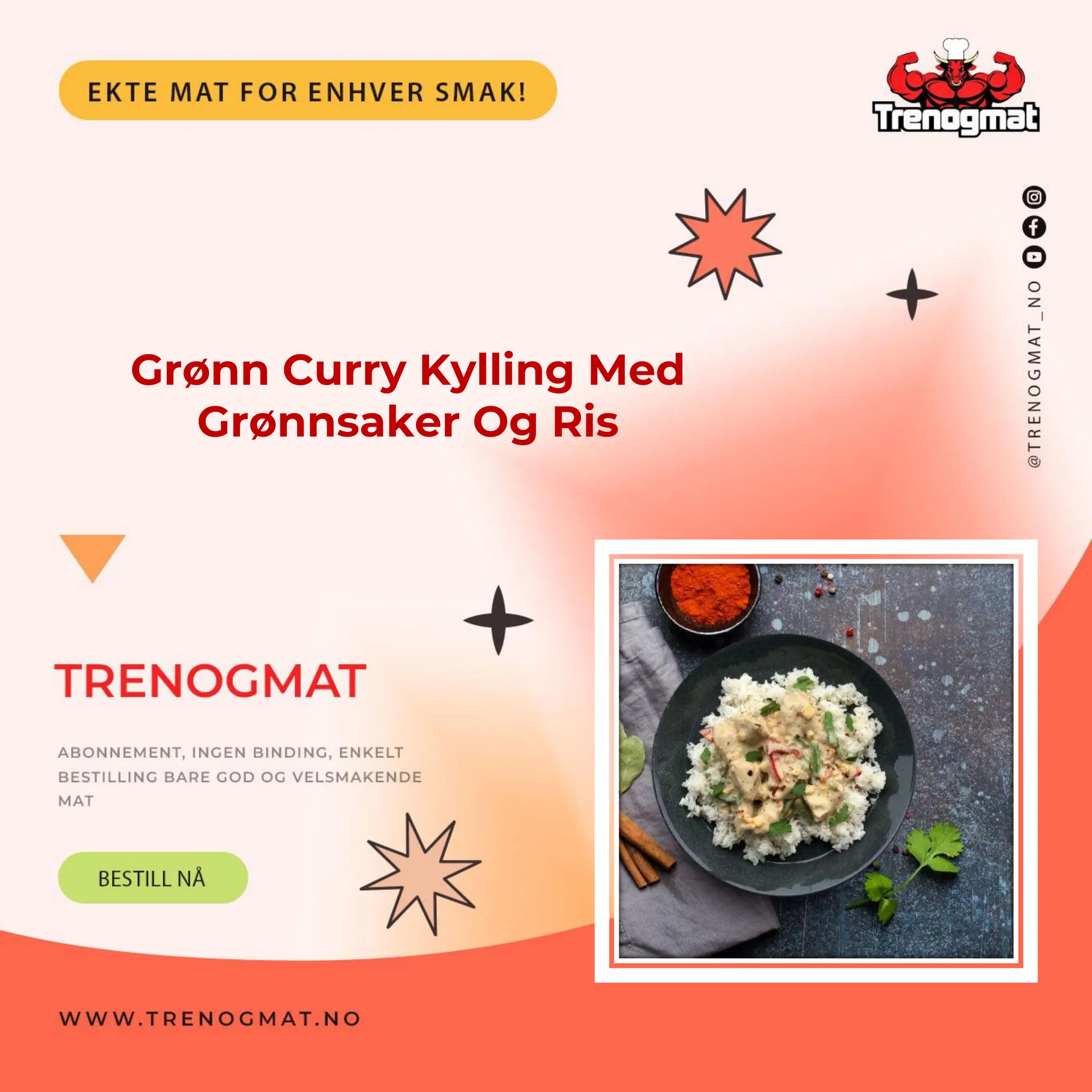Grønn Curry Kylling Med Grønnsaker Og Ris | PDF