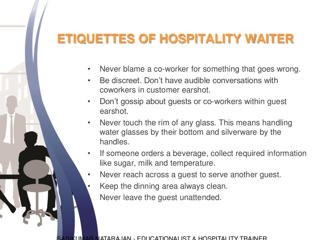 GROOMING & ETIQUETTES OF HOSPITALITY WAITER