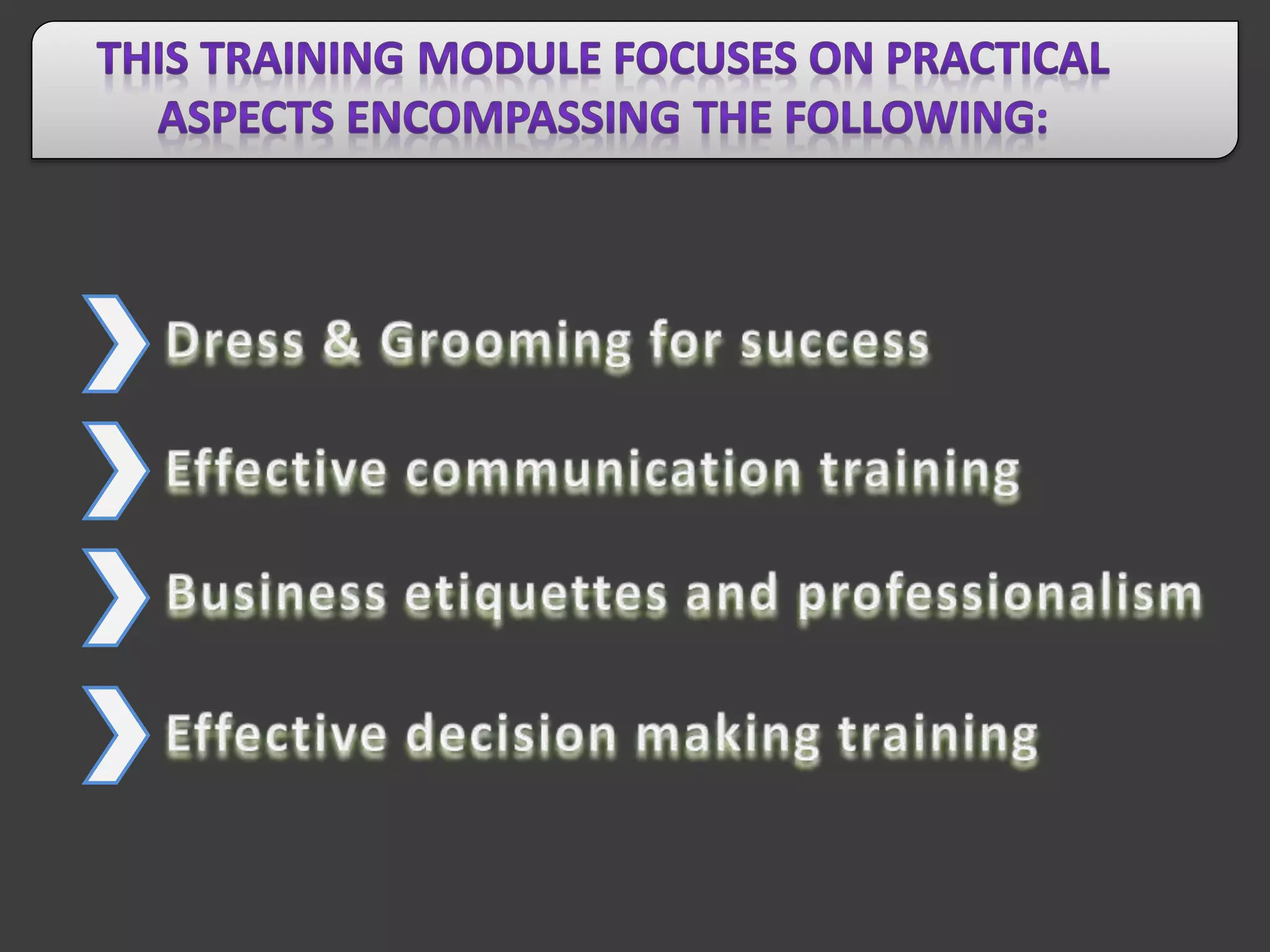 Grooming for success training module | PPTX