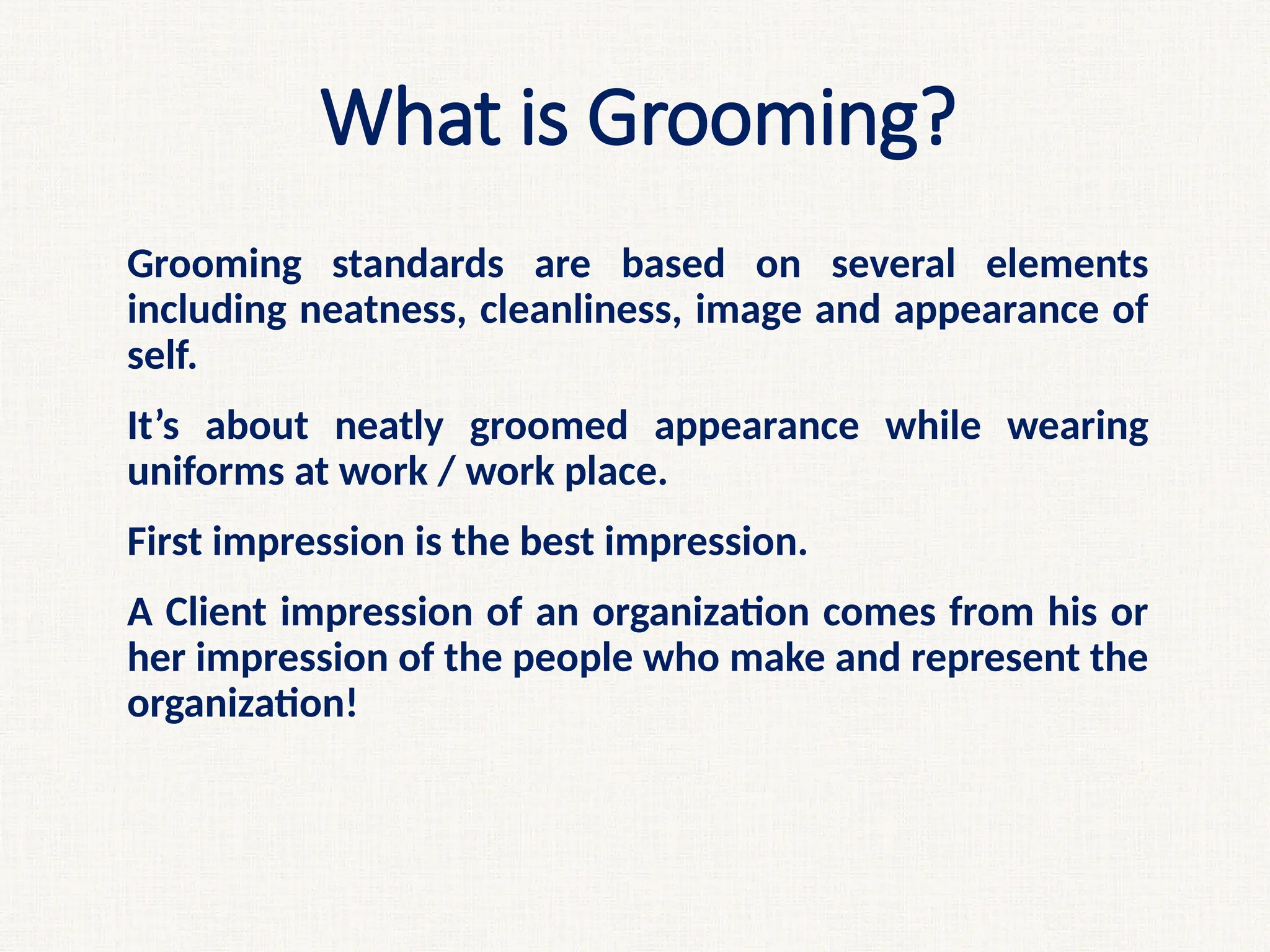 Grooming Standard and personal hygiene , | PPTX