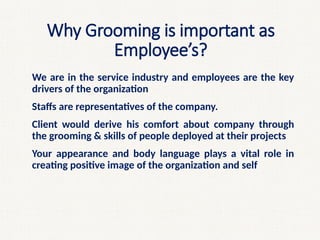 Grooming Standard and personal hygiene , | PPTX