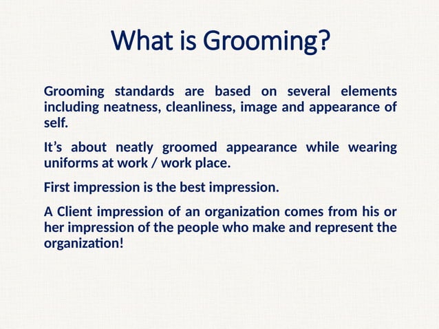 Grooming Standard and personal hygiene hk | PPTX
