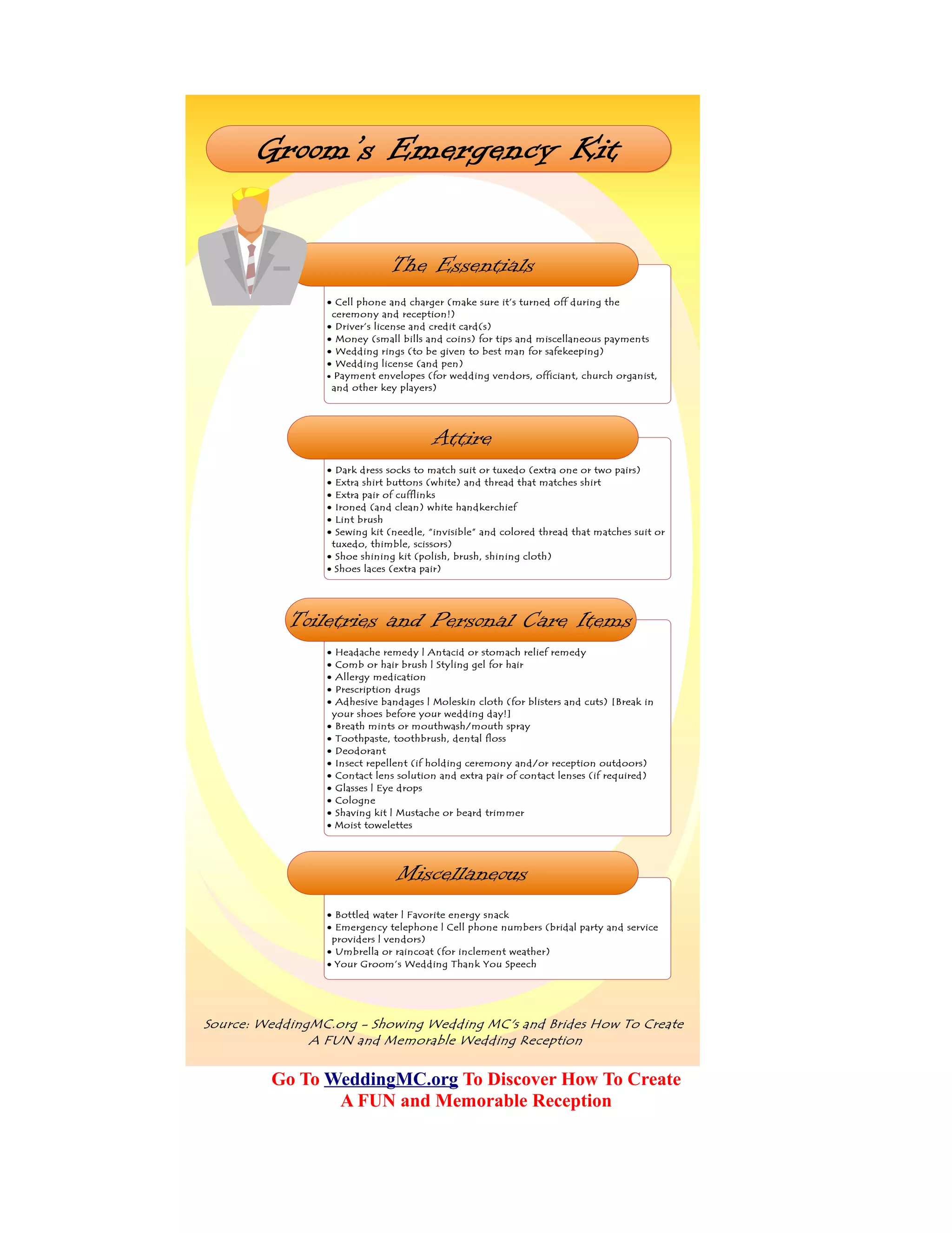 Groom's Emergency Kit Checklist | PDF