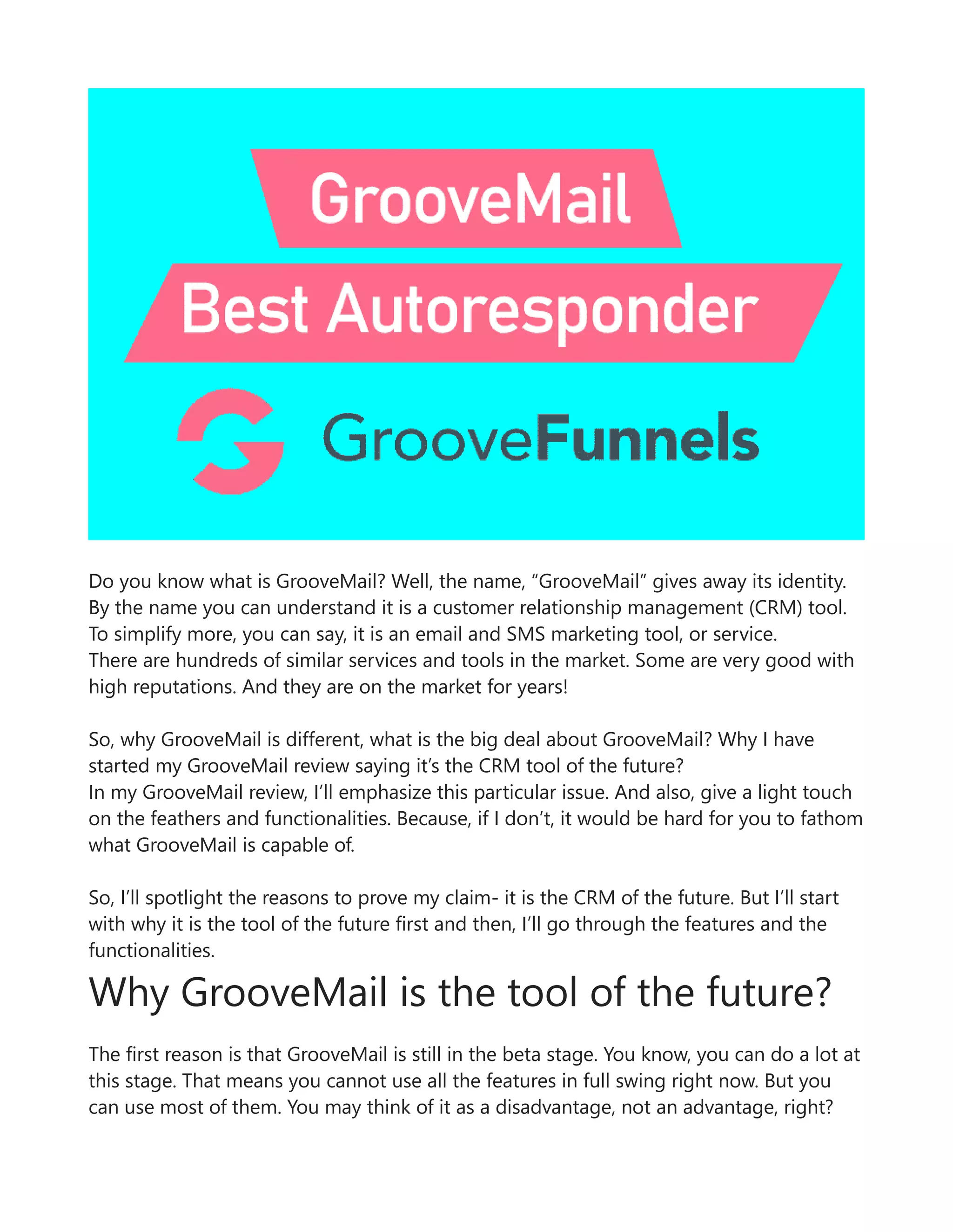 Groove mail crm tool of the future | PDF