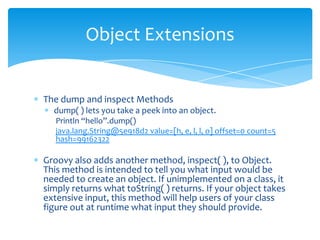 Groovy Api Tutorial | PPTX | Programming Languages | Computing