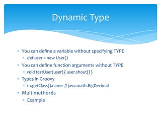 Groovy Api Tutorial | PPTX | Programming Languages | Computing