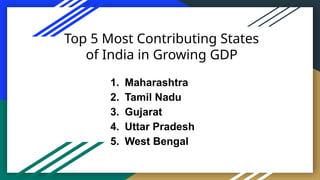 Contribute States of India in Growing GDP | PPTX