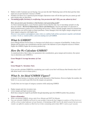 Gross margin return on investment : GMROI | PDF