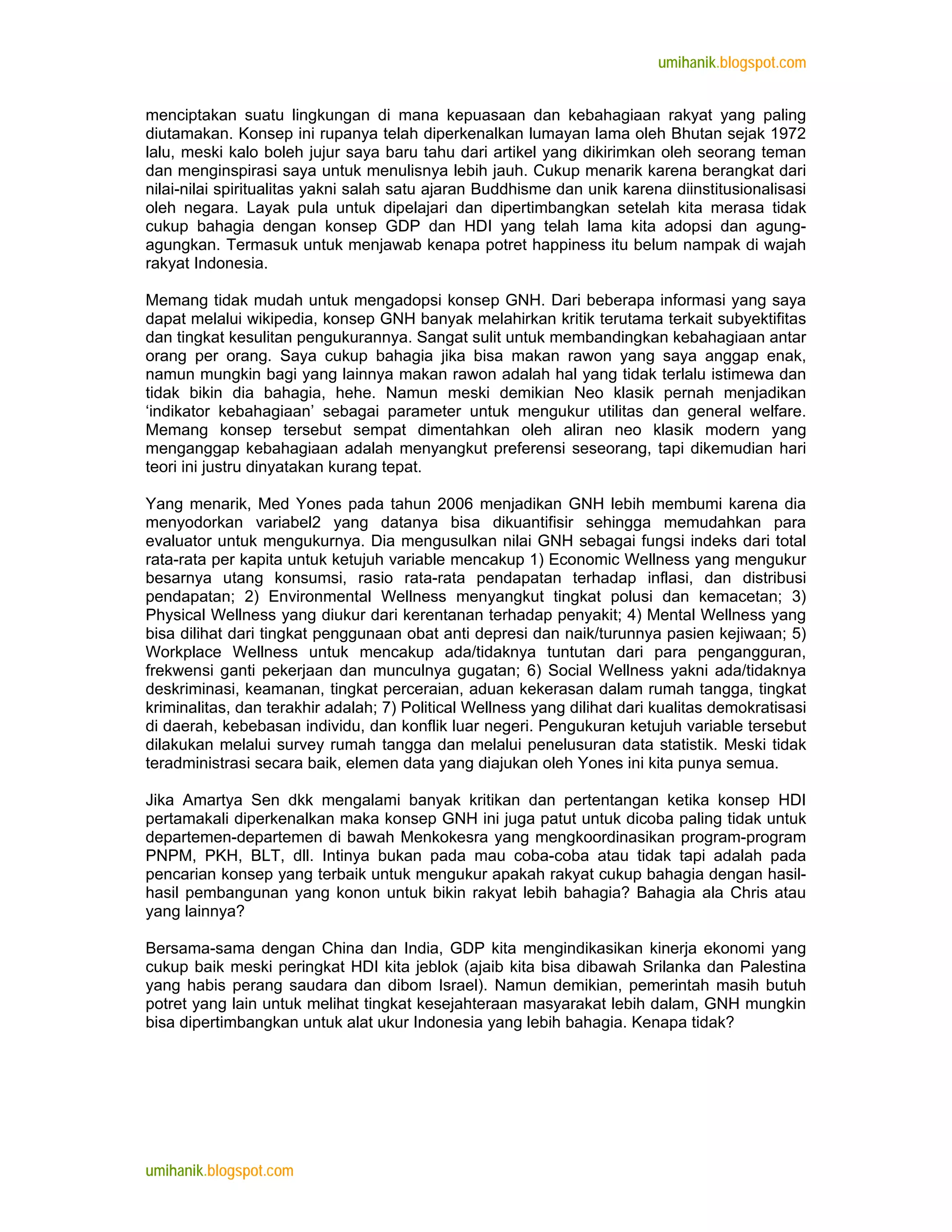 Gross national happiness umi hanik | PDF