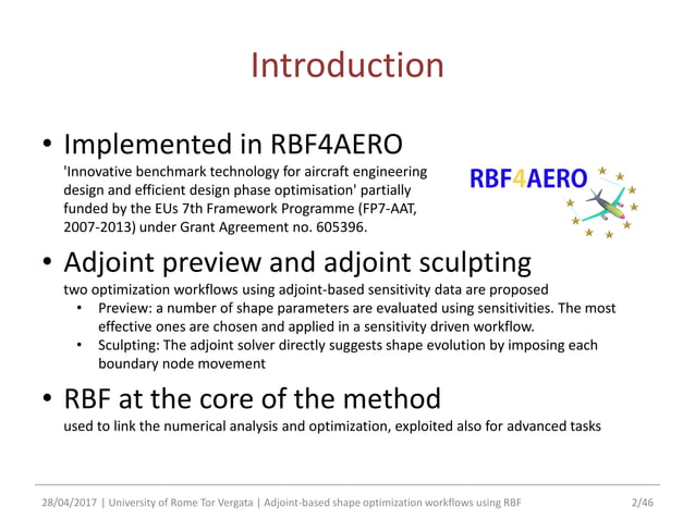 Adjoint-based shape optimization workflows using RBF | PPT