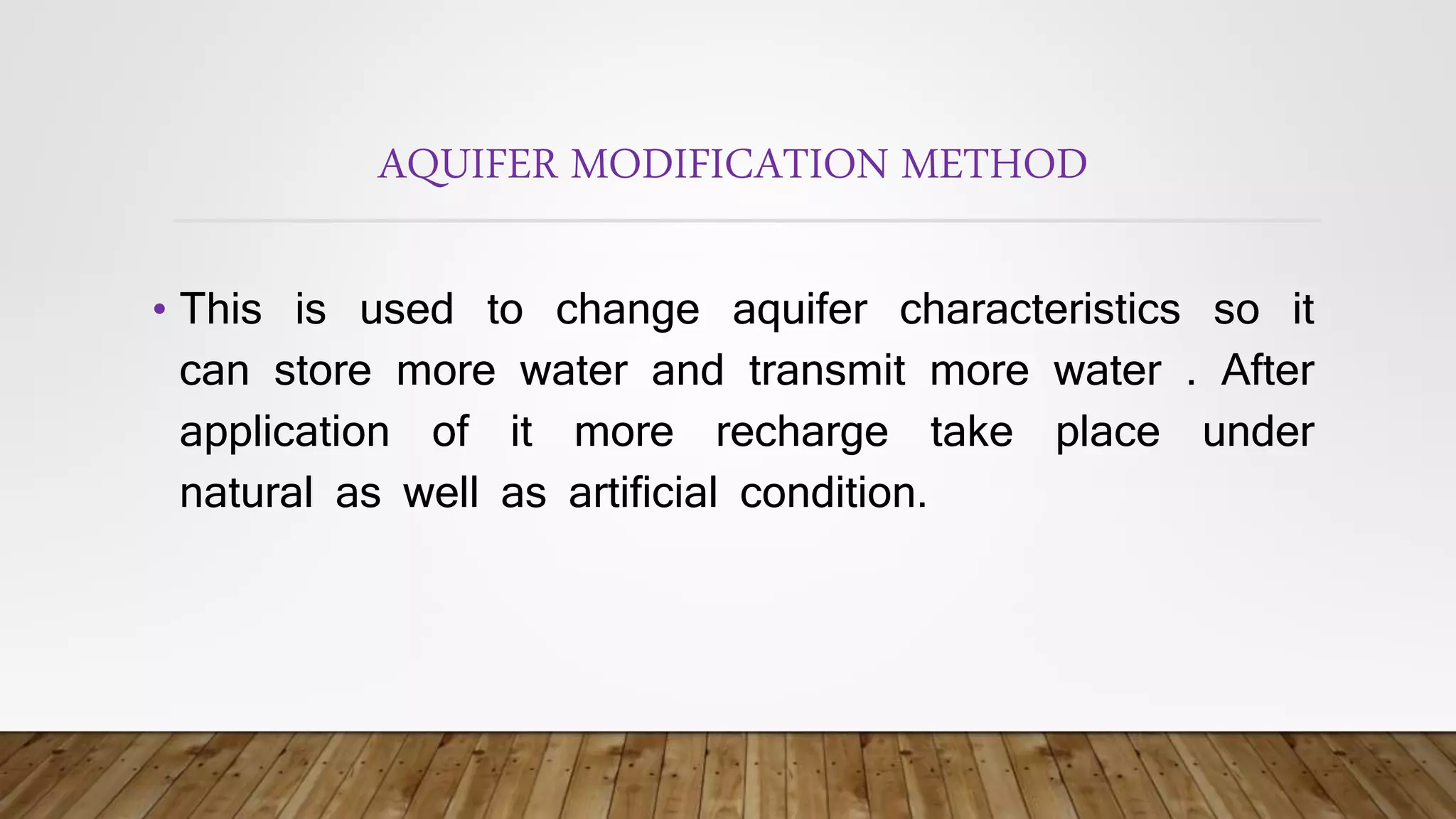 Groundwater recharge techniques | PPTX