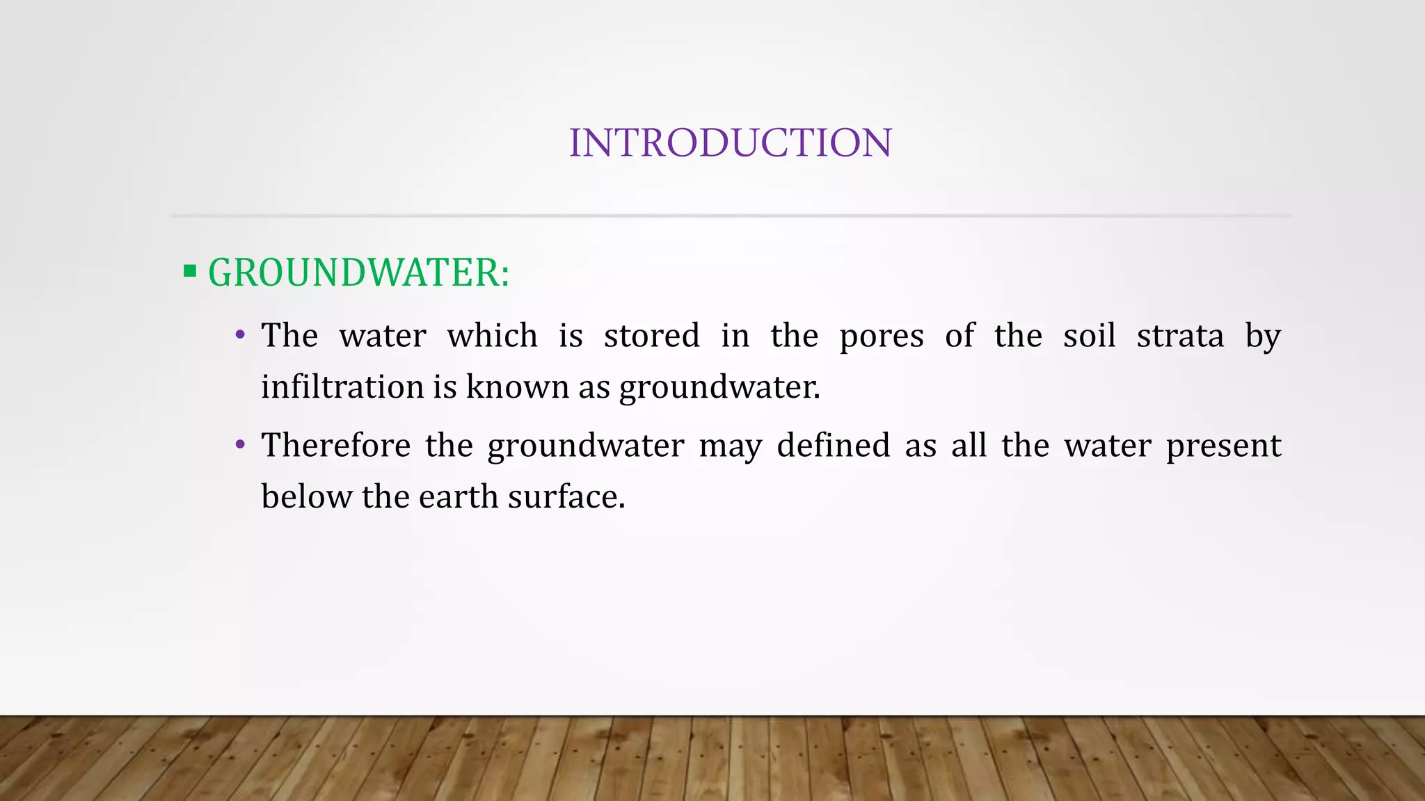 Groundwater recharge techniques | PPTX