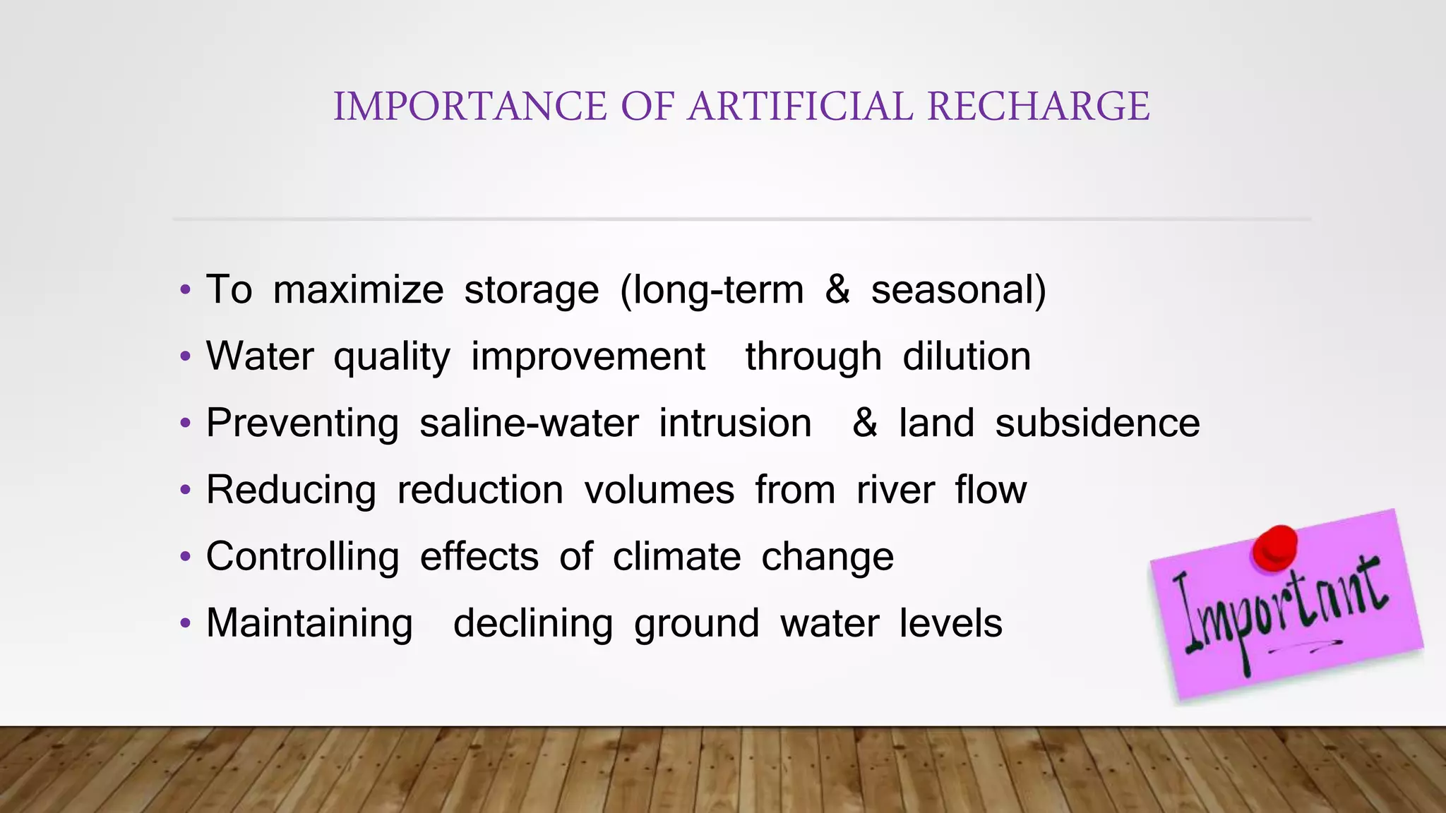 Groundwater recharge techniques | PPTX
