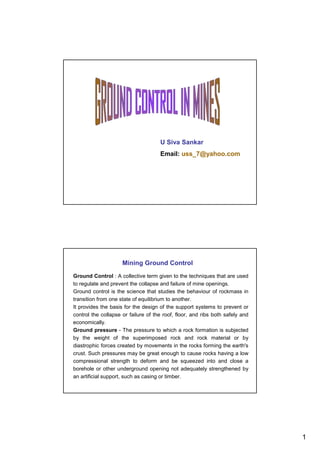 Ground control in undergound mines | PDF