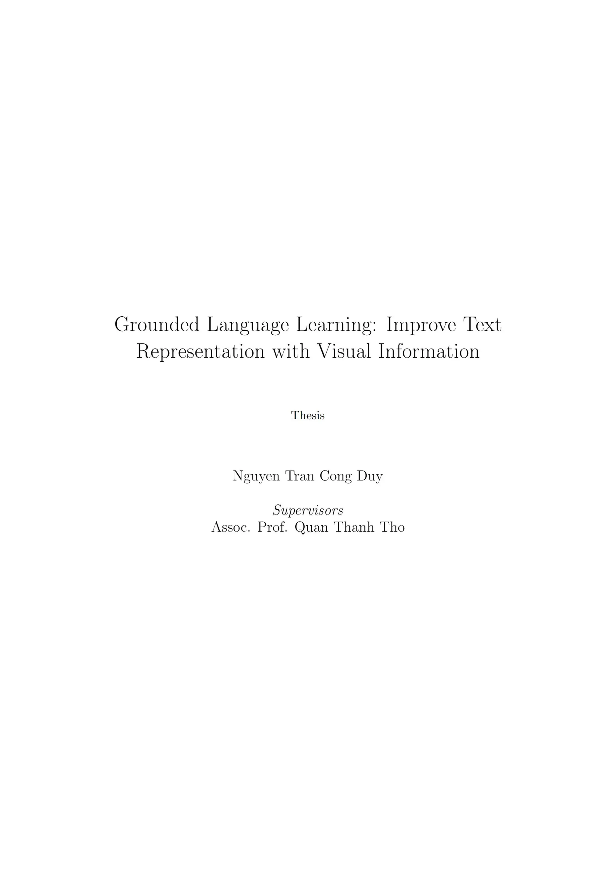 Grounded Language Learning Improve Text Representation With Visual Information Nguyen Tran Cong