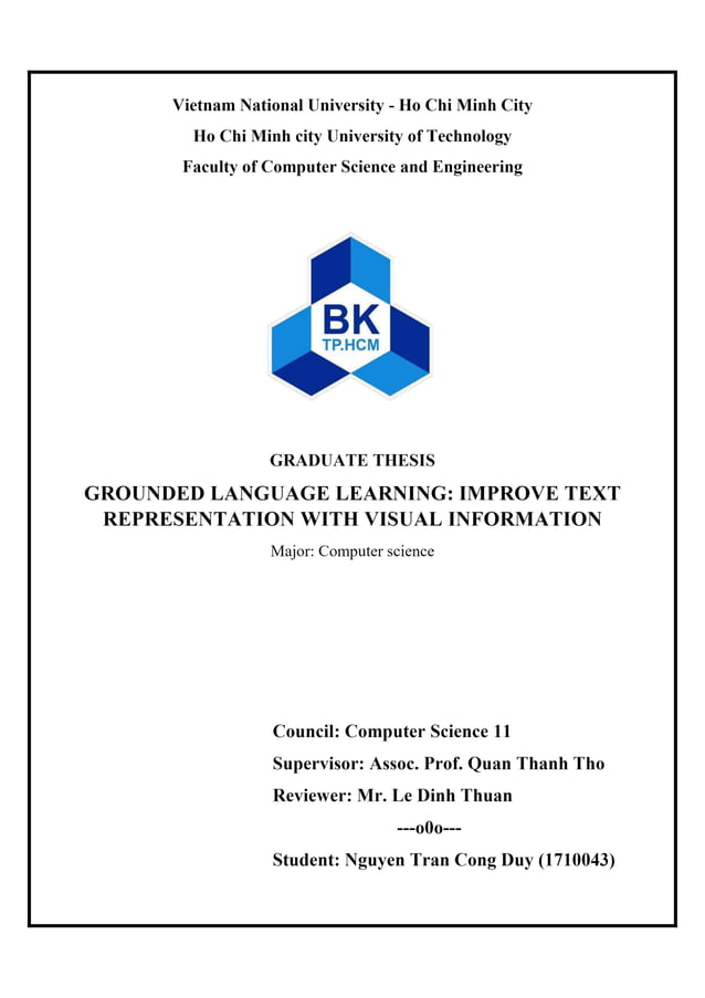 Grounded language learning Improve text representation with visual information, Nguyen Tran Cong ...