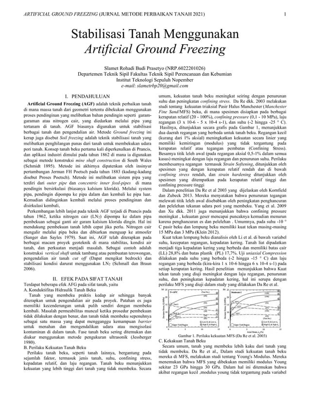 Artificial Ground freezing, AGF, Metode Thermal, Perbaikan Tanah | PDF