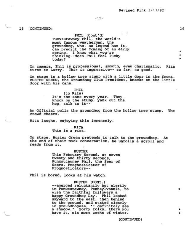 Groundhog Day Screenplay by Danny Rubin - for educational purposes