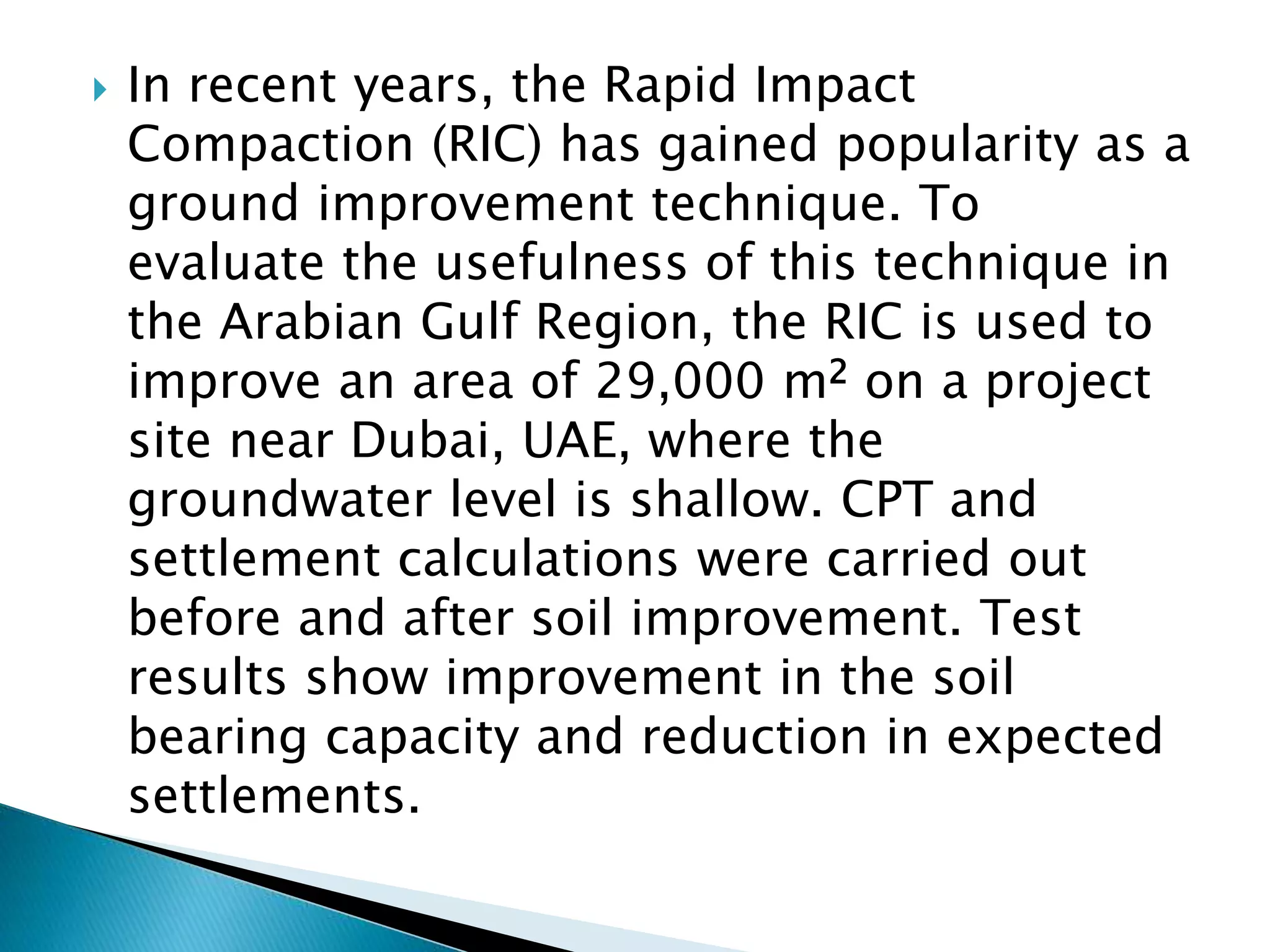 Ground improvement using rapid impact compaction | PPTX