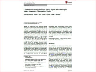 Ground inventory and geospatial techniques for estimation of groundwater quality | PDF ...