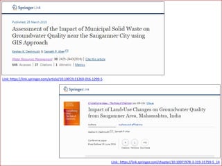 Ground inventory and geospatial techniques for estimation of groundwater quality | PDF ...