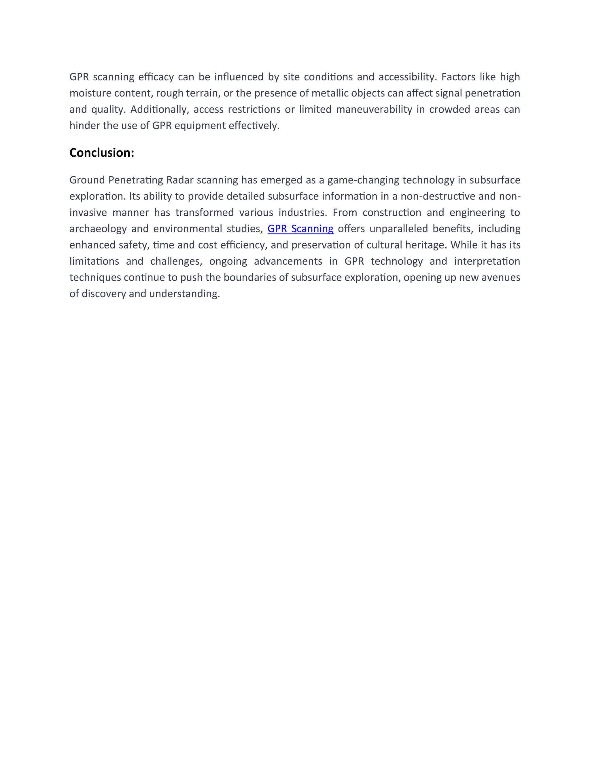 Ground Penetrating Radar Scanning Revolutionizing Subsurface Exploration Pdf