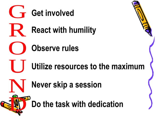 Ground rules | PPT | Workshops and Classes | Hobbies & Interests