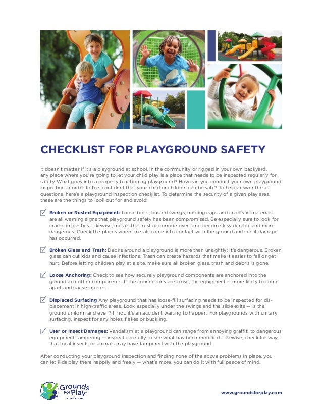 Child Care Center Playground Safety Checklist at James Hillier blog