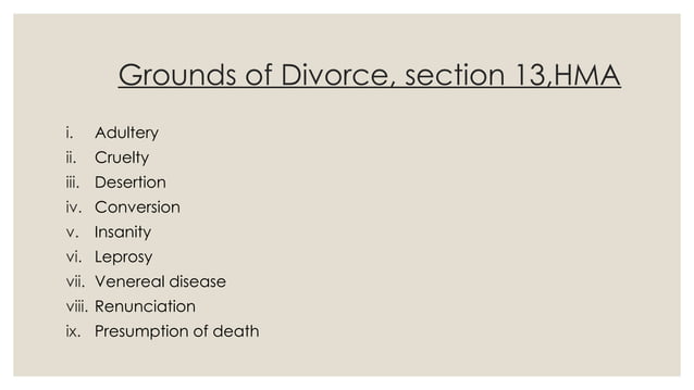 GROUNDS OF DIVORCE under Hindu Marriage Act | PPTX