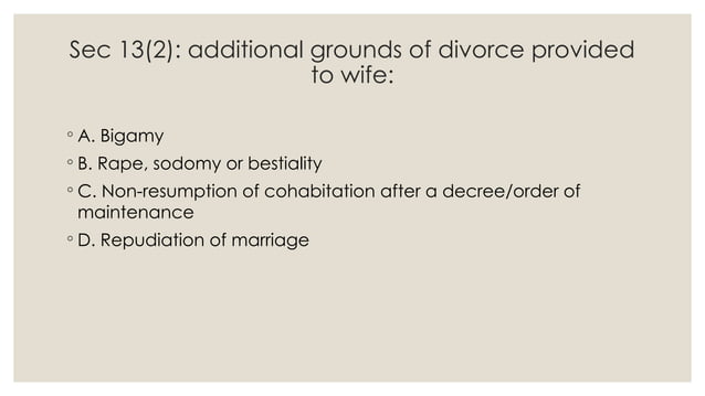 GROUNDS OF DIVORCE under Hindu Marriage Act | PPTX
