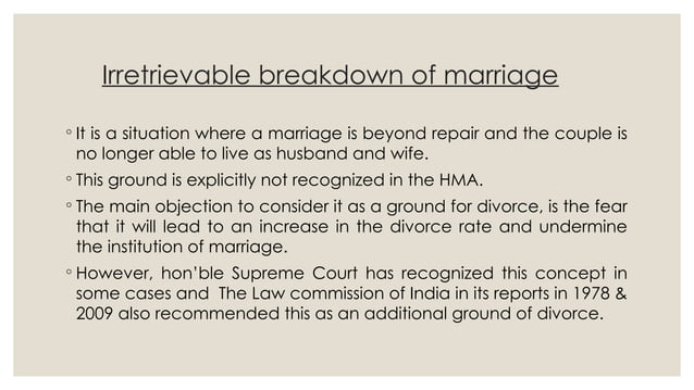 GROUNDS OF DIVORCE under Hindu Marriage Act | PPTX