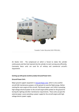 The 3 Main Products of Ground Support Equipment | DOCX