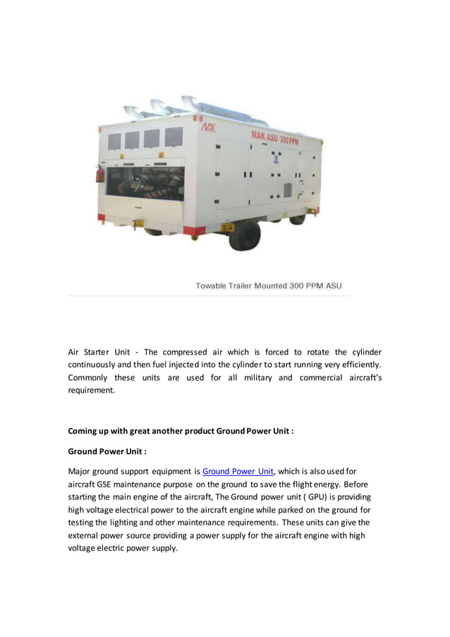 The 3 Main Products of Ground Support Equipment | PDF