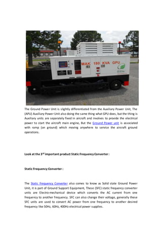 The 3 Main Products of Ground Support Equipment | DOCX