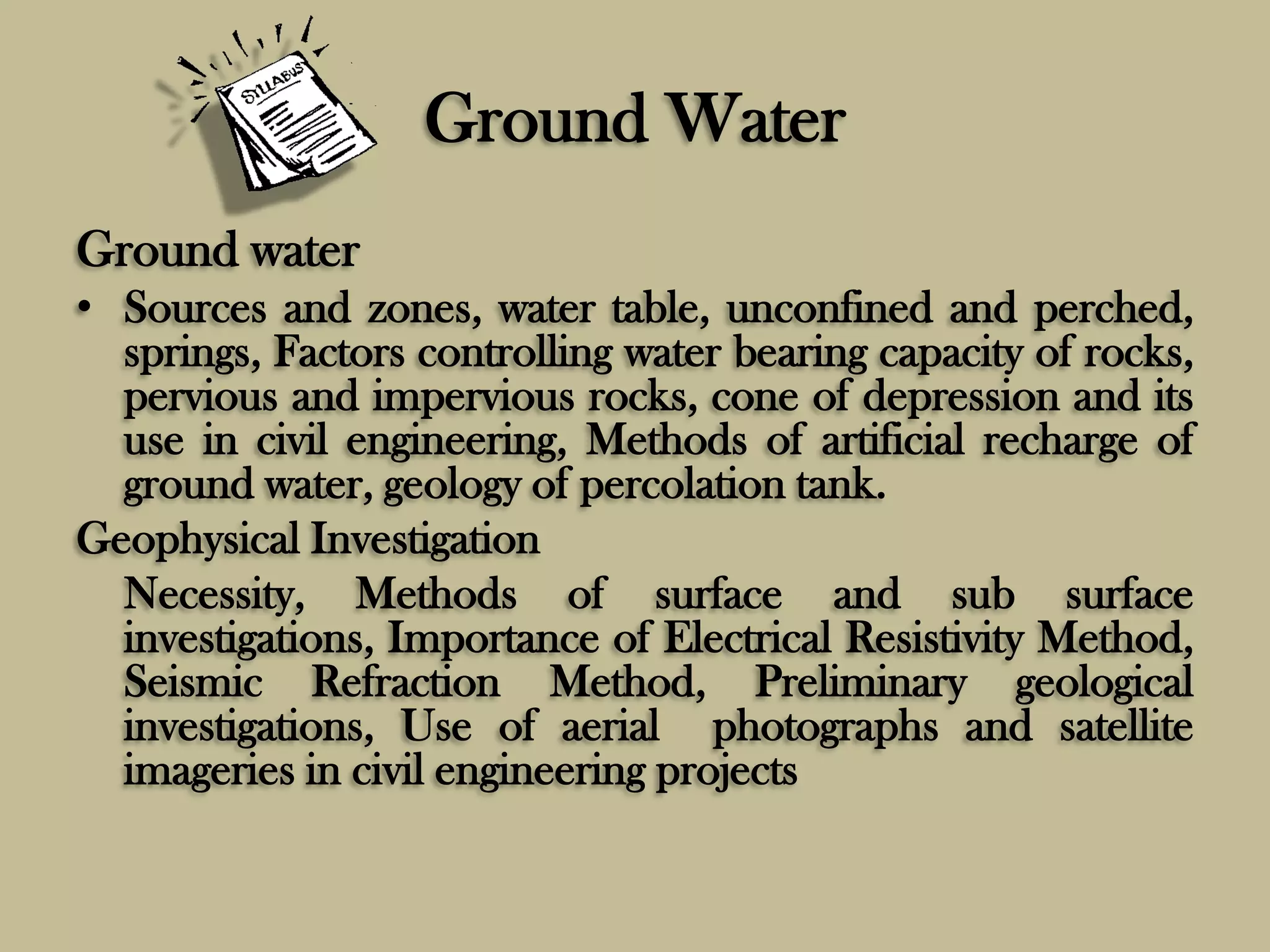 Ground Water (Unit-V) | PPTX