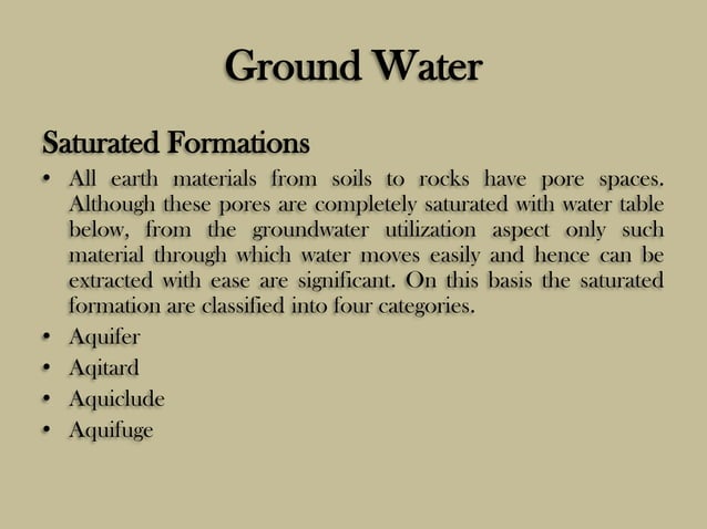 Ground Water (Unit-V) | PPTX